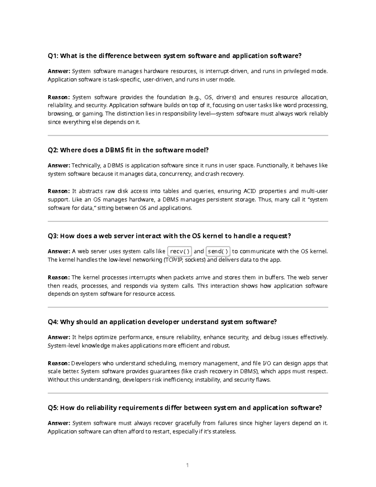 Quiz-1: Understanding System vs Application Software - Studocu