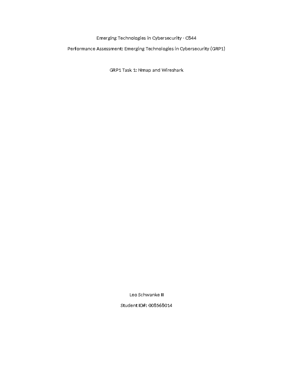 C844 Performance Assessment: Nmap & Wireshark Analysis Task 1 - Studocu