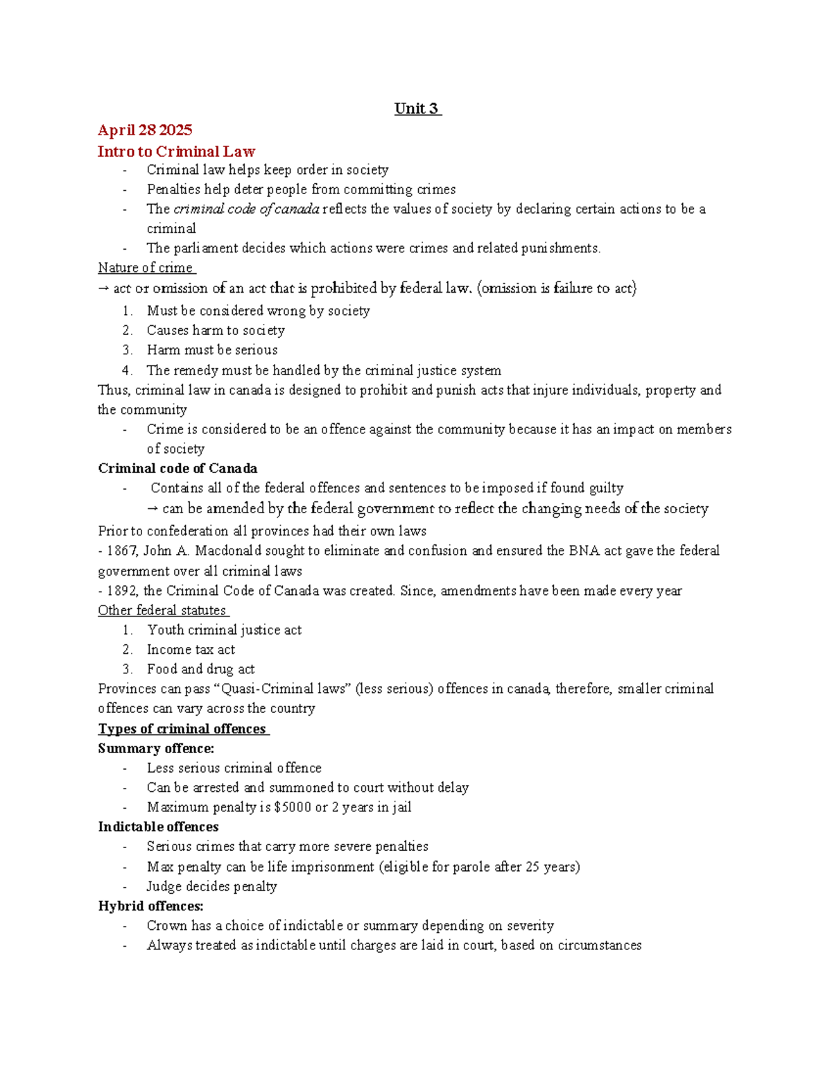 Unit 3 Criminal Law Overview: Key Concepts and Principles (CRIM 101 ...