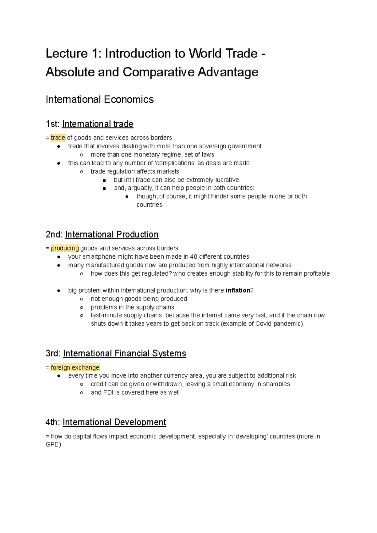 Lecture 1-6: Introduction to International Trade & Comparative ...