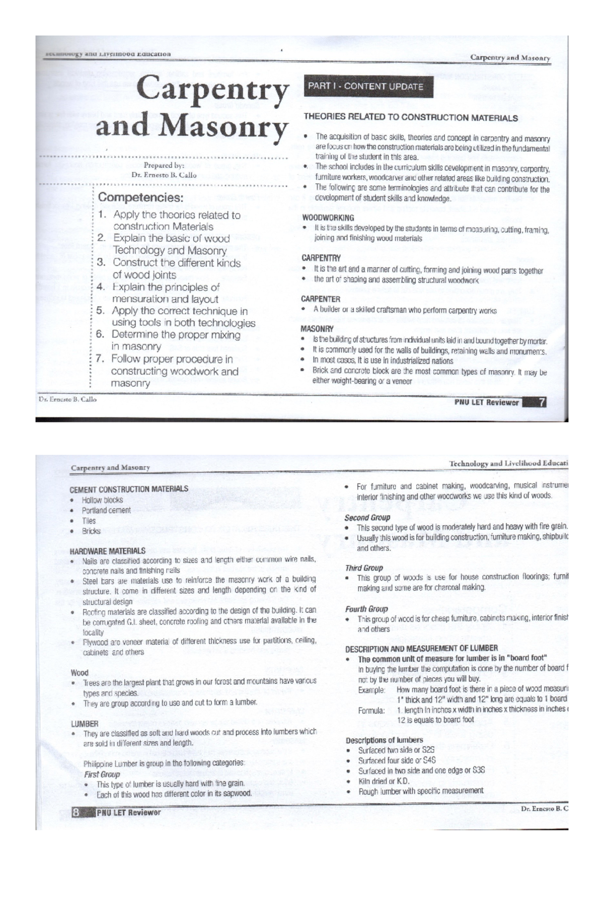 PNU LET Reviewer: Carpentry and Masonry Technology Insights and ...