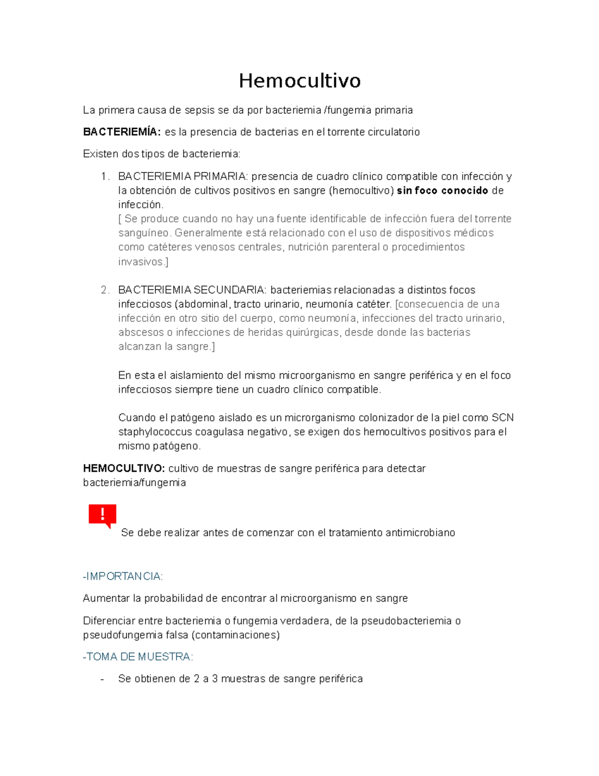 Hemocultivo - Hemocultivo La primera causa de sepsis se da por ...