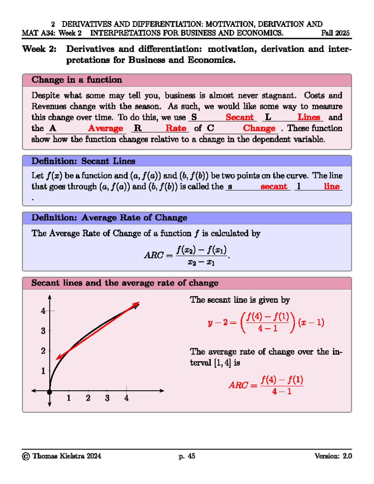 MAT A34: Week 2 Lecture Notes on Derivatives & Differentiation for ...