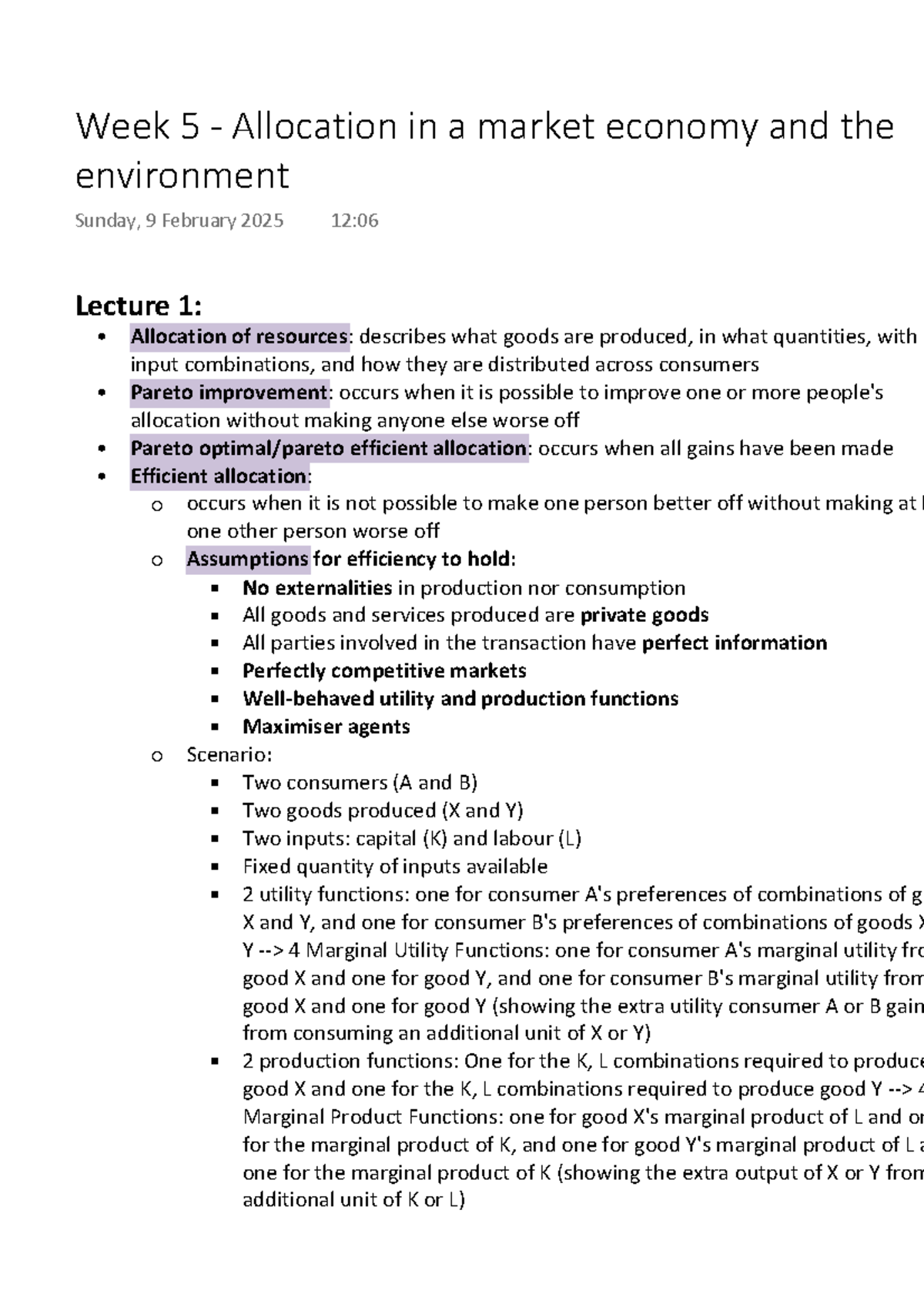 Week 5 - Allocation in a market economy and the environment - Lecture 1 ...