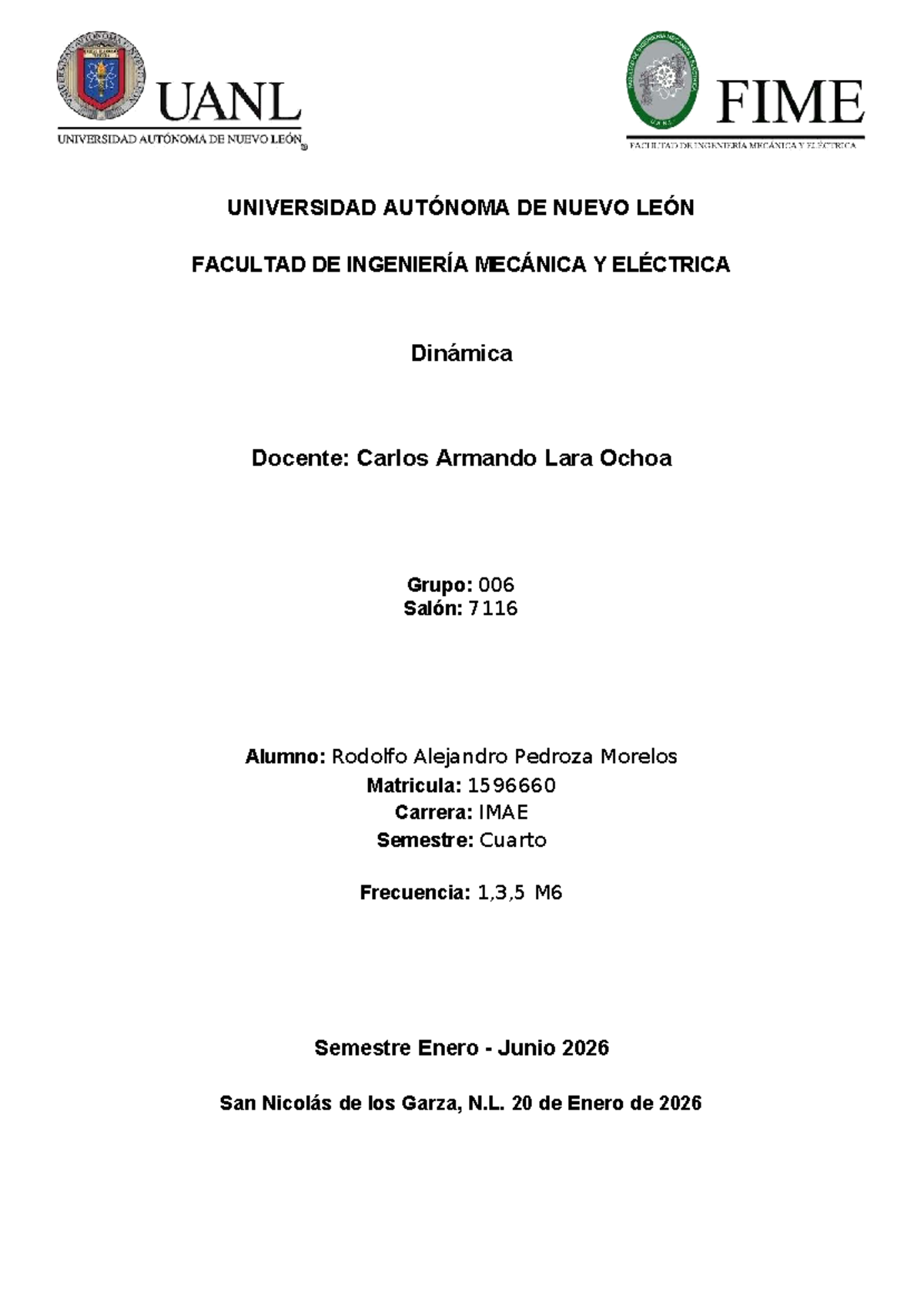 IMAE 4to Semestre: Reporte sobre Cinemática de Mecanismos - Studocu