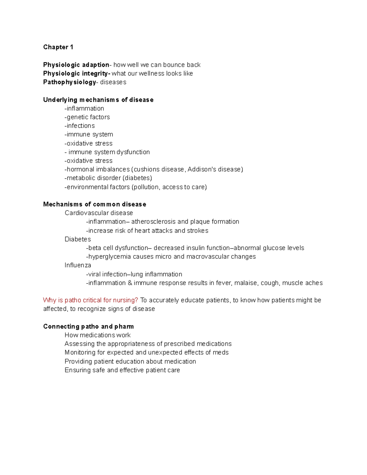 Pathophysiology Lecture Notes: Mechanisms of Disease and Inflammation ...