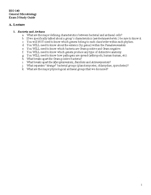 BIO 140 General Microbiology Exam 3 Study Guide - Lecture & Lab Topics ...