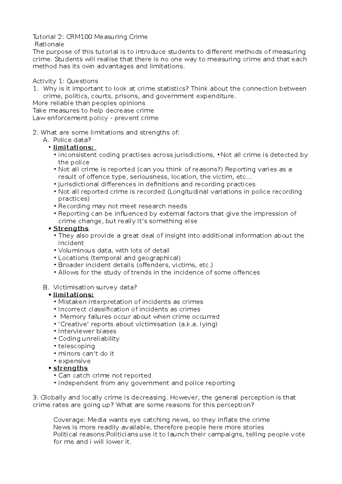 CRM100 Tut 2 Measuring Crime - Tutorial 2: CRM100 Measuring Crime ...
