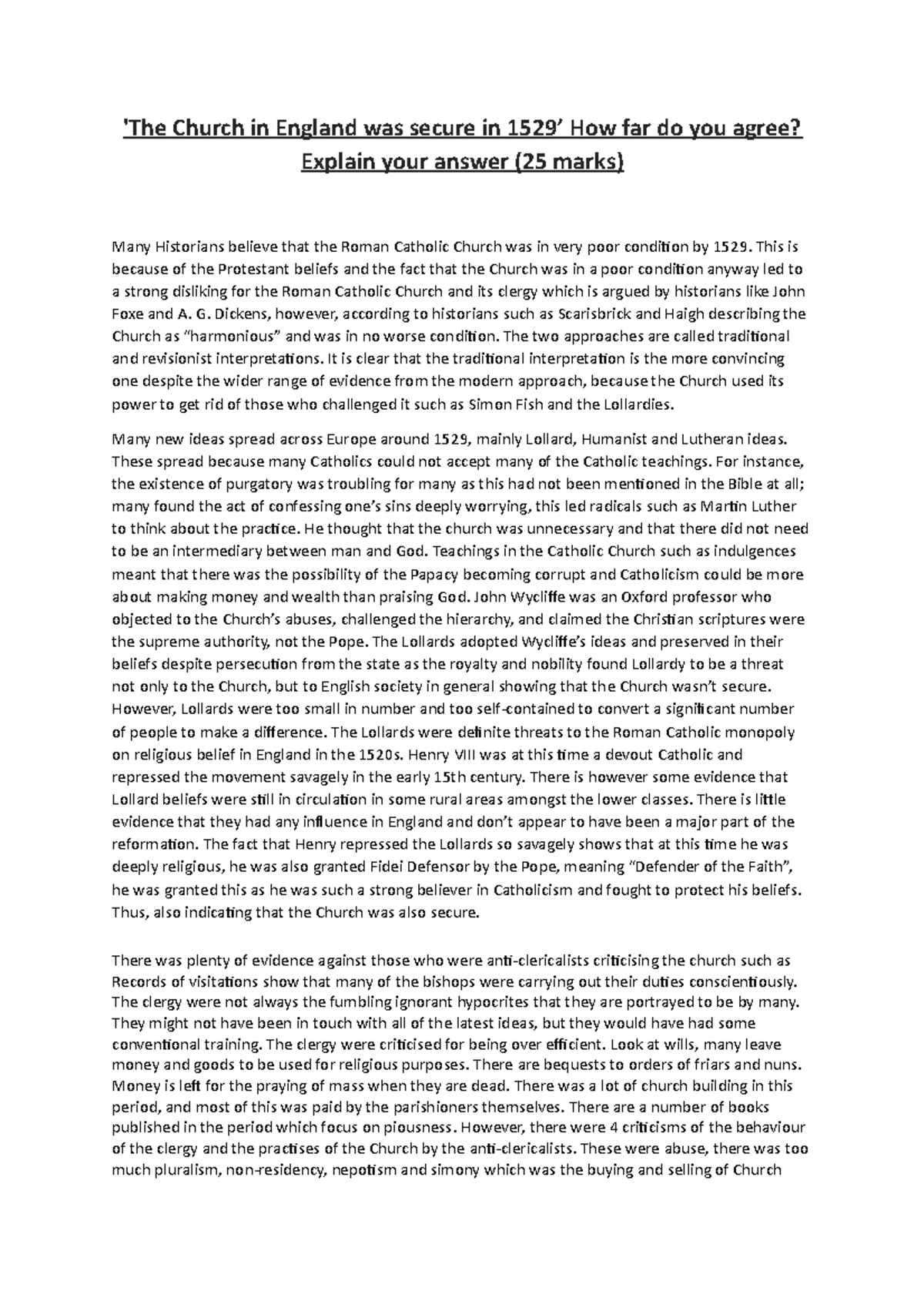 Church Security in England (1529): Analyzing Historical Perspectives ...