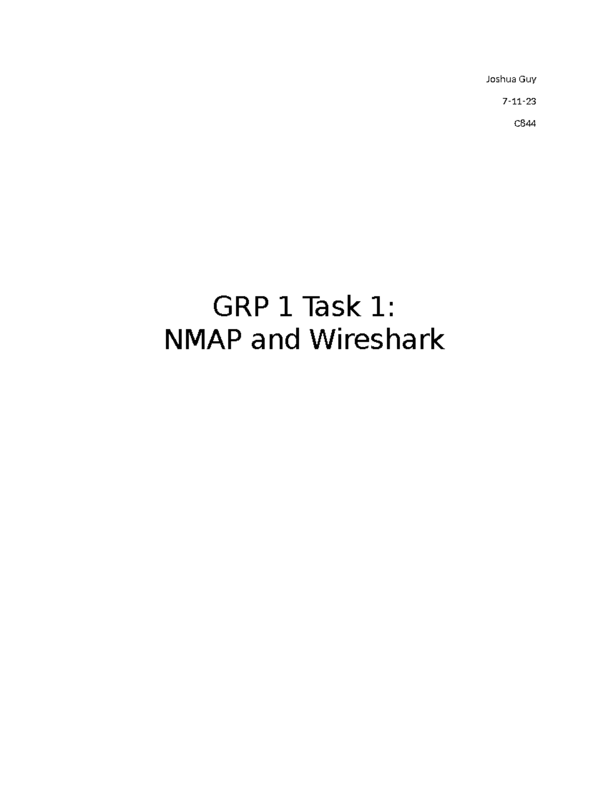 GRP 1 Task 1: Assessment of NMAP and Wireshark Vulnerabilities - Studocu
