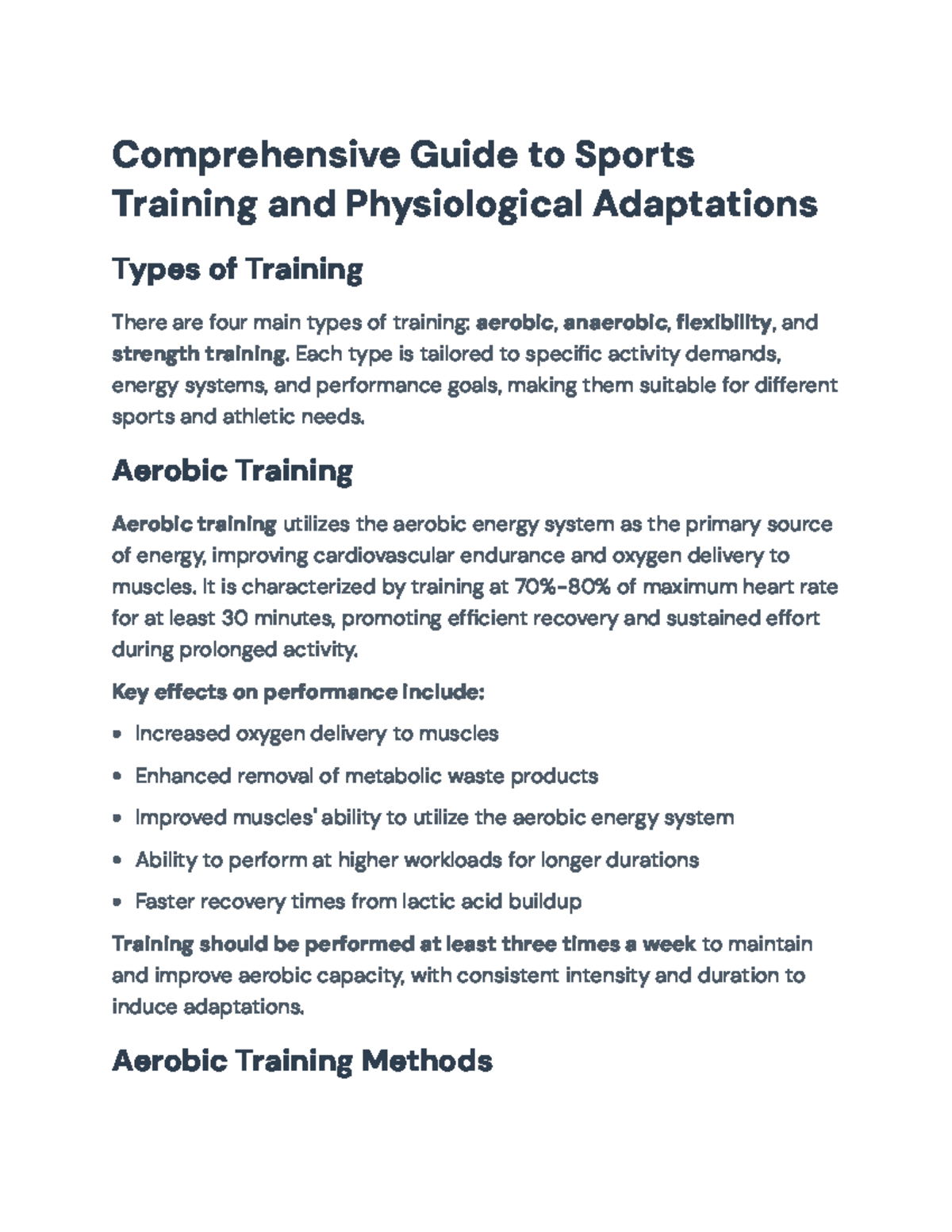 Comprehensive Guide to Sports Training and Physiological Adaptations ...