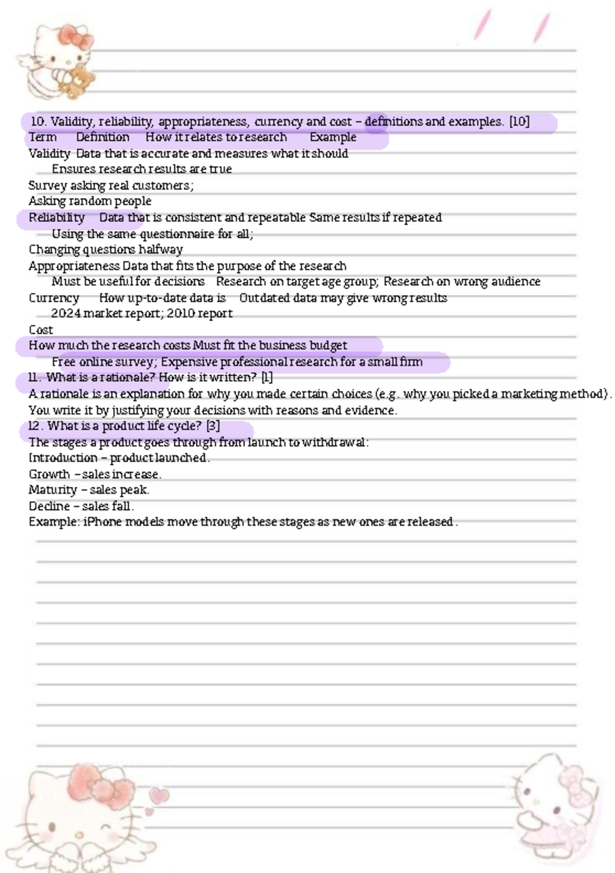 BTEC Business 2 - Validity, Reliability, and Rationale Notes - Studocu