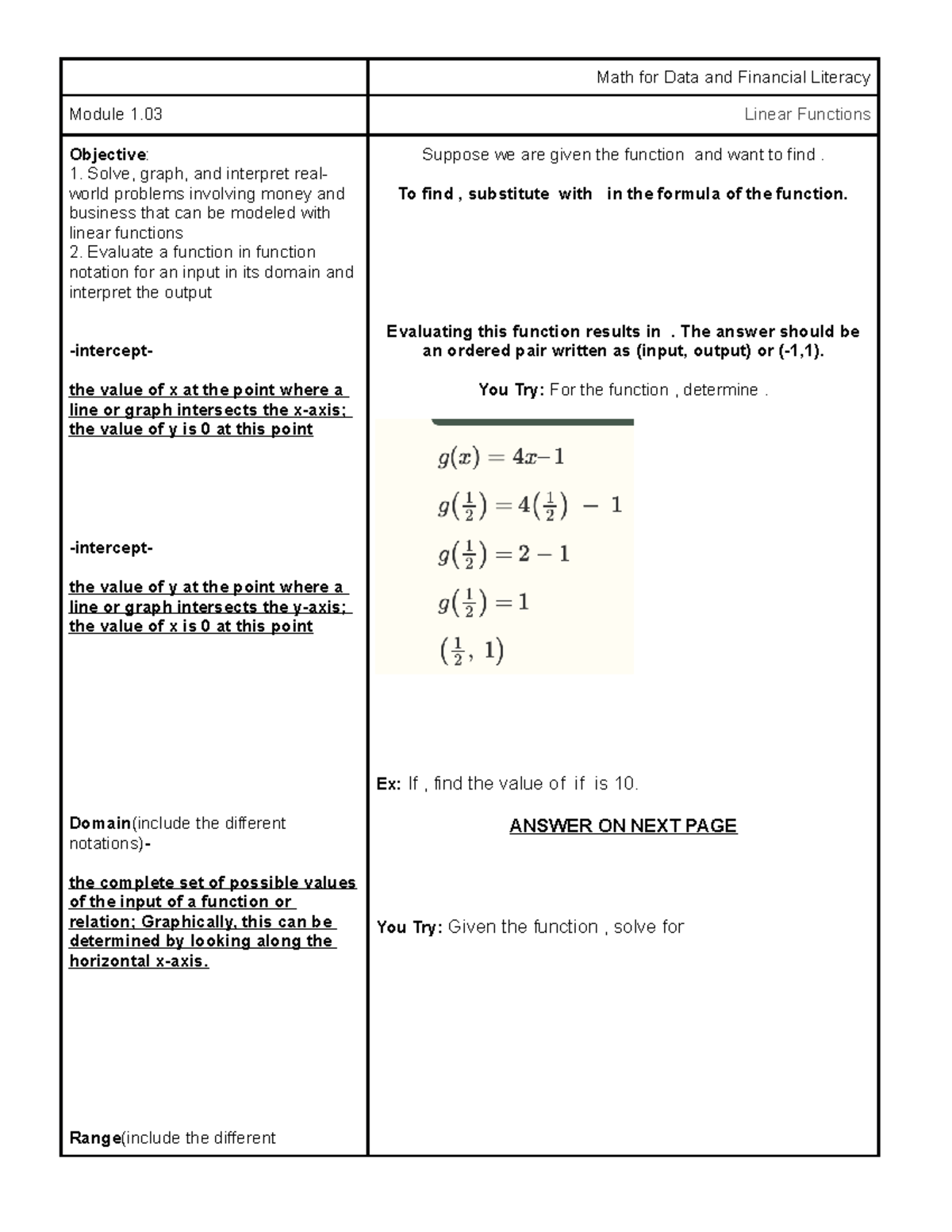 Copy of MDFL 1.03 Cornell Notes - Math for Data and Financial Literacy ...