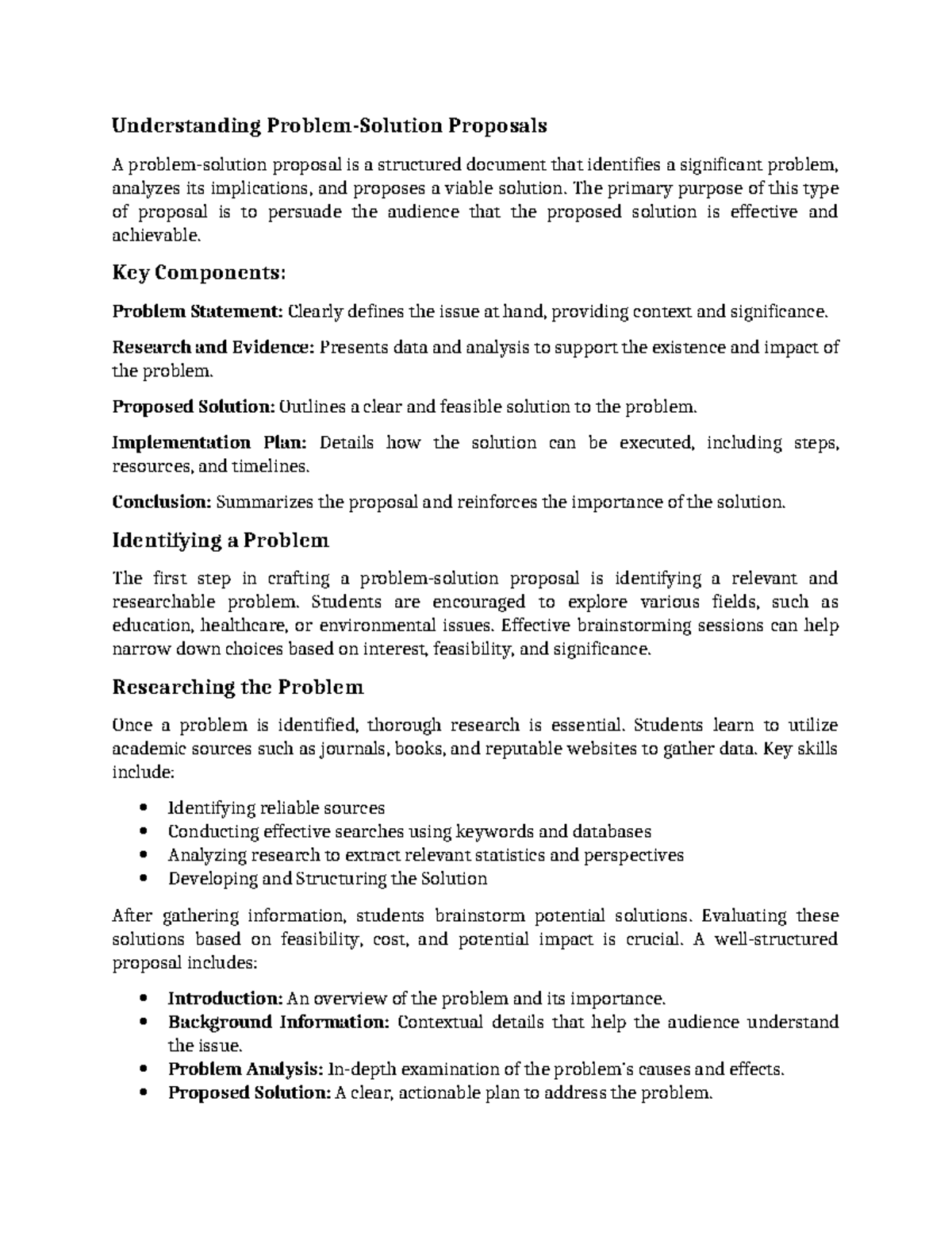 Week 10 - Understanding Problem-Solution Proposals: Drafting Guide ...