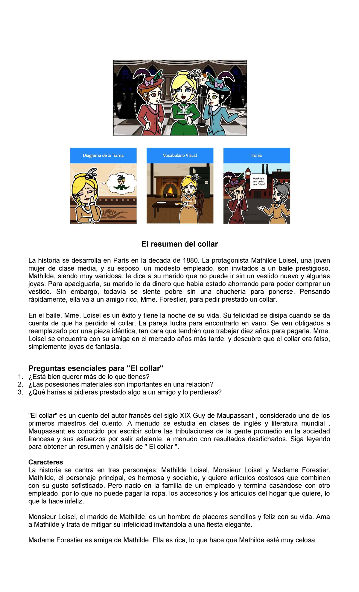 Análisis del cuento "El collar" de Guy de Maupassant (Literatura) - Studocu