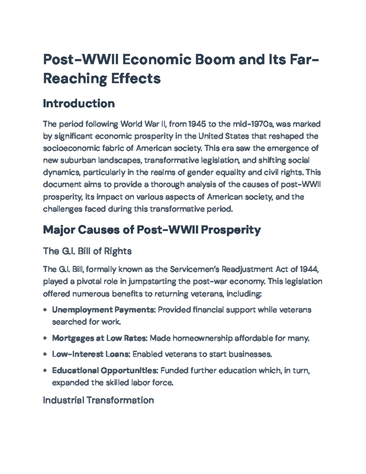 Post-WWII Economic Boom: Causes, Effects, and Social Changes Analysis ...
