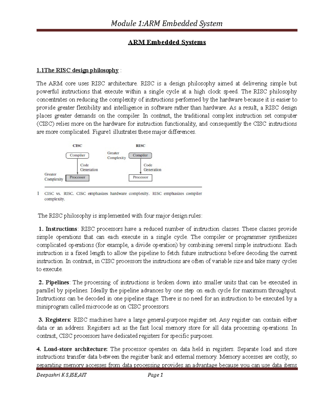 ARM Embedded Systems: Module 1 Overview and Key Concepts - Studocu