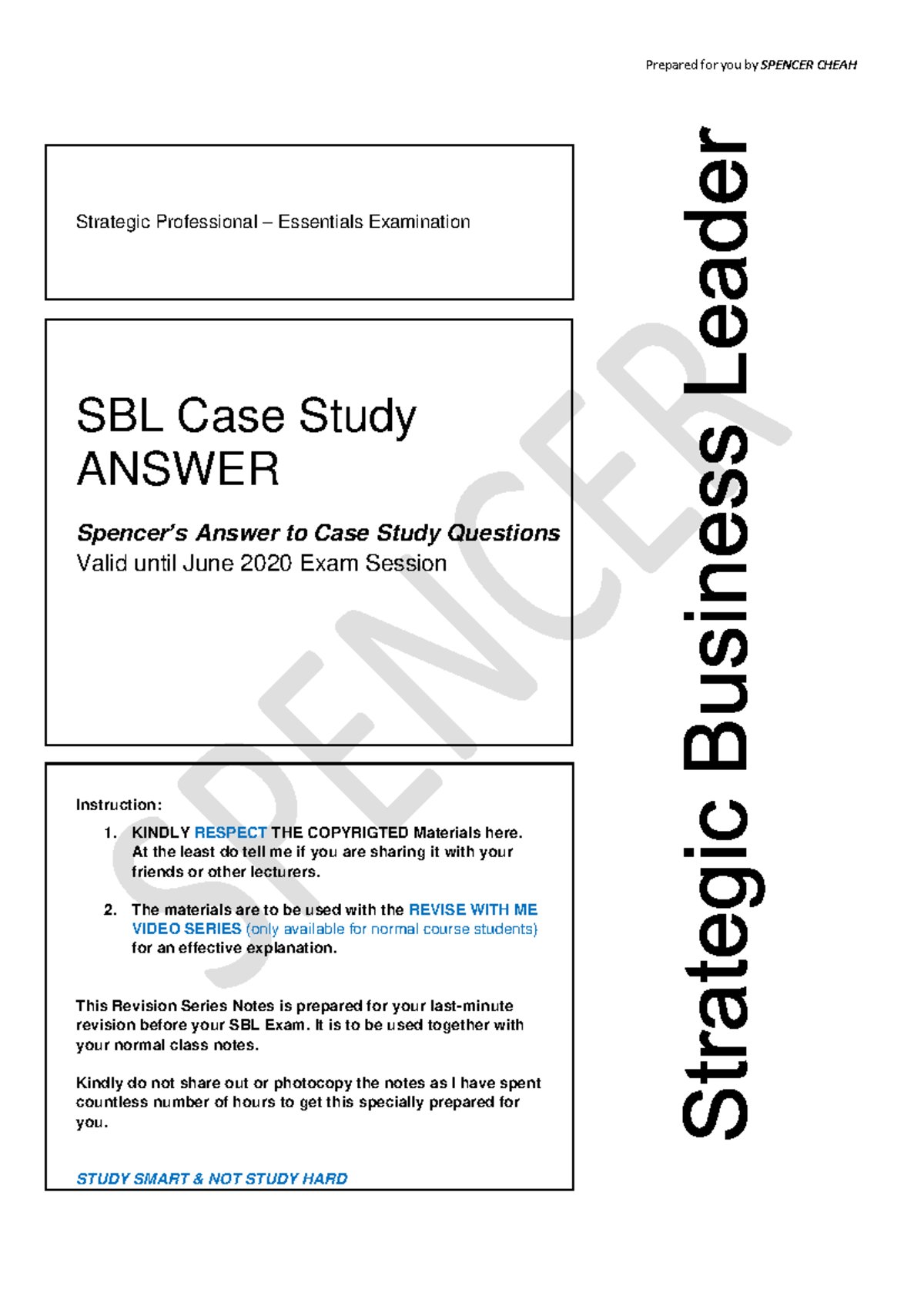 SBL Case Study Solutions for Strategic Professional Essentials Exam ...