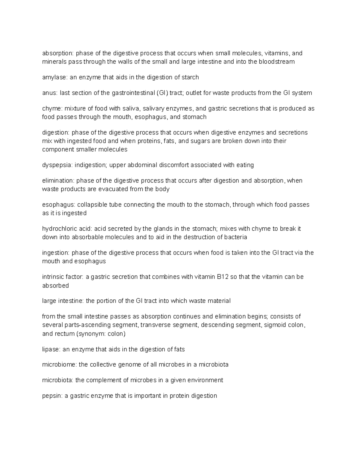 GI 219: Comprehensive Review of the Digestive Process and Anatomy - Studocu