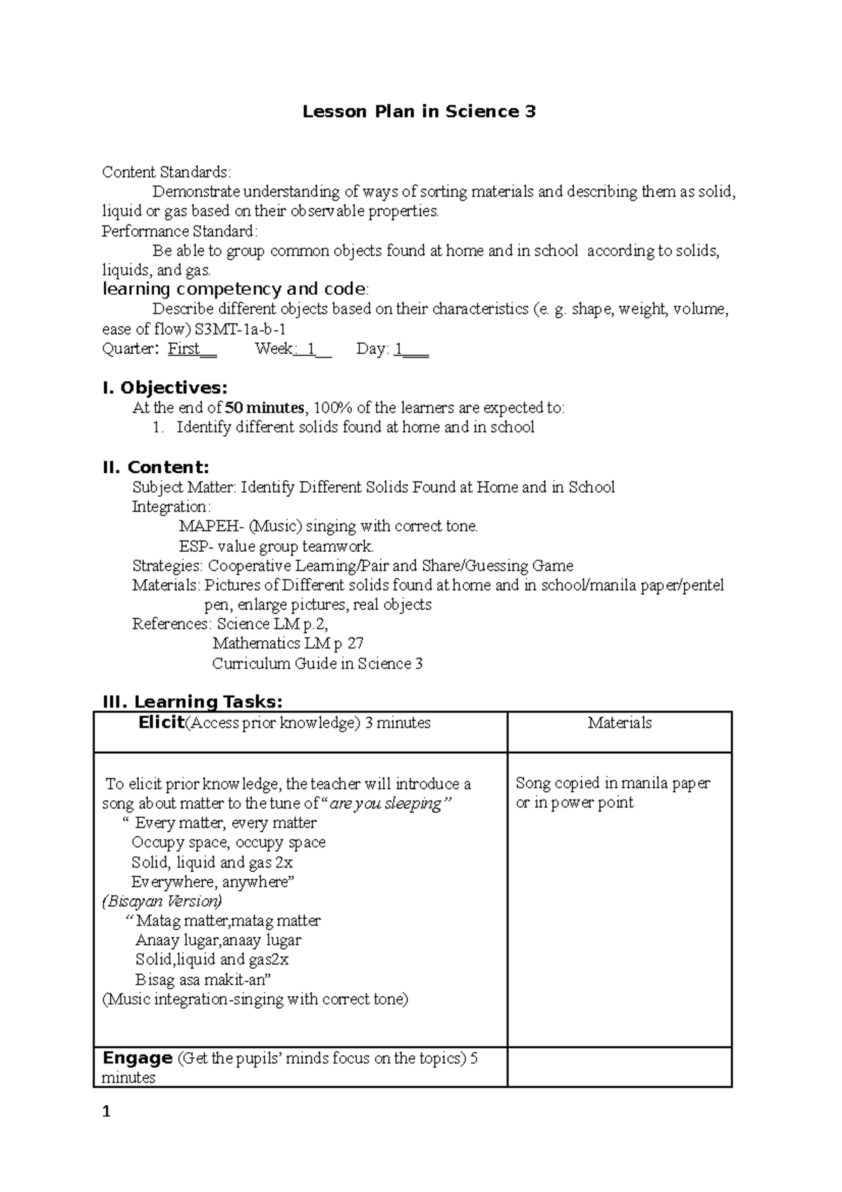 DLP-Science-3 - lesson plan - Lesson Plan in Science 3 Content ...