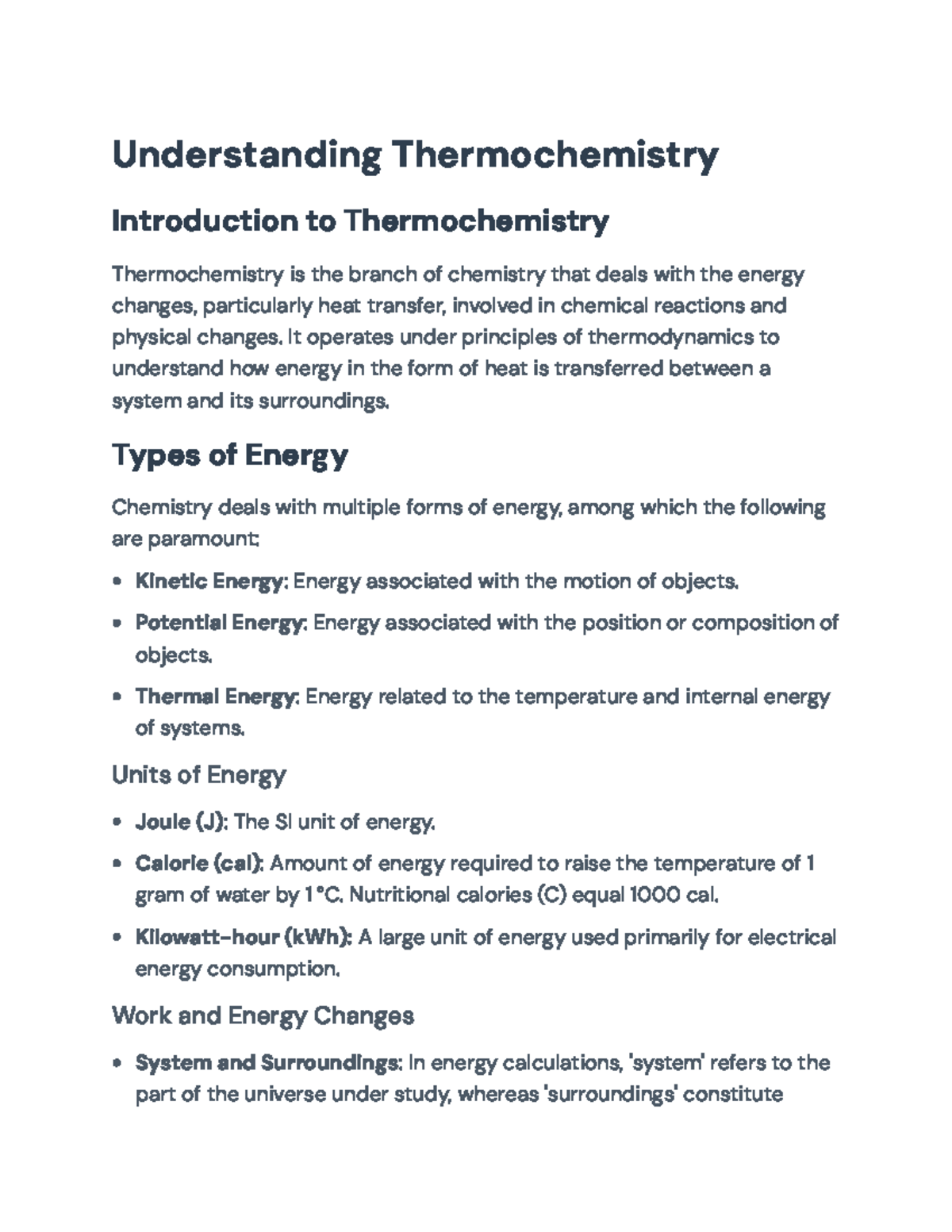 Thermochemistry Overview: Energy Changes in Chemical Reactions ...