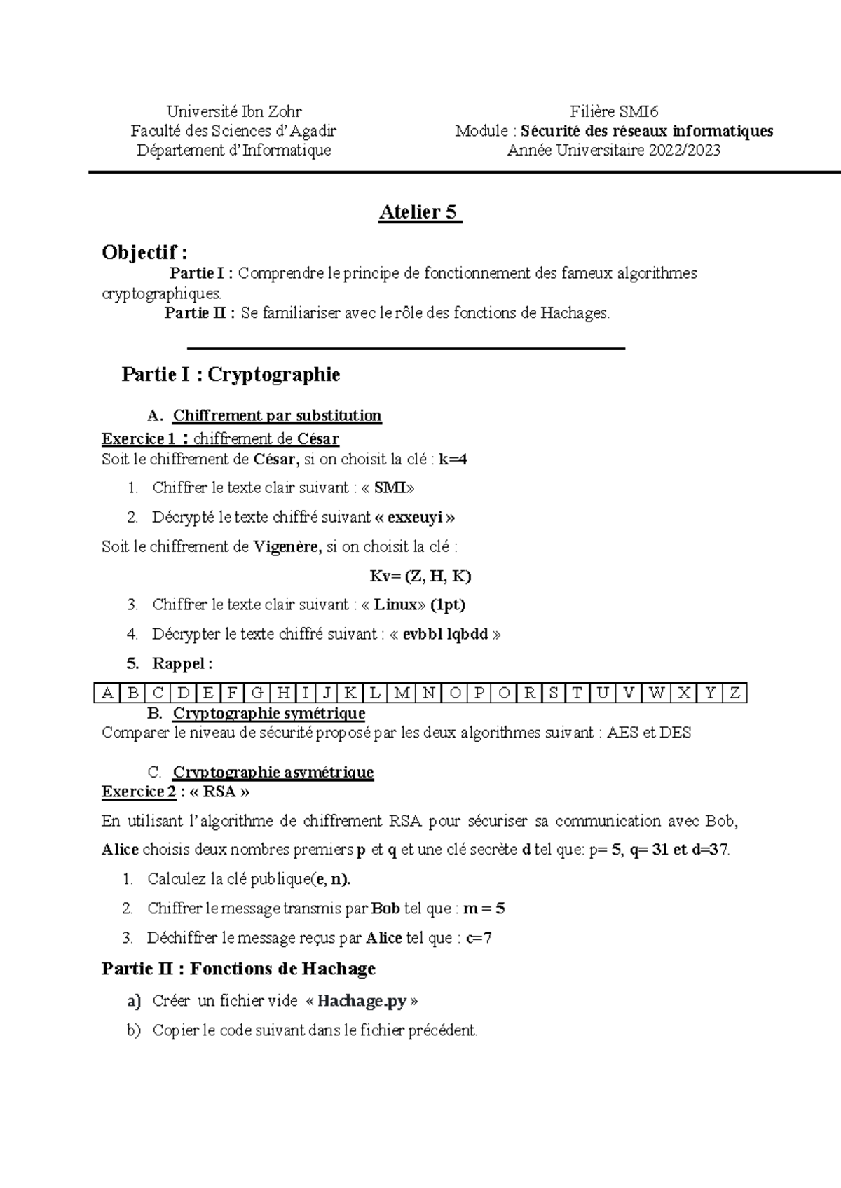 Atelier 5 - palage - Université Ibn Zohr Faculté des Sciences d’Agadir ...