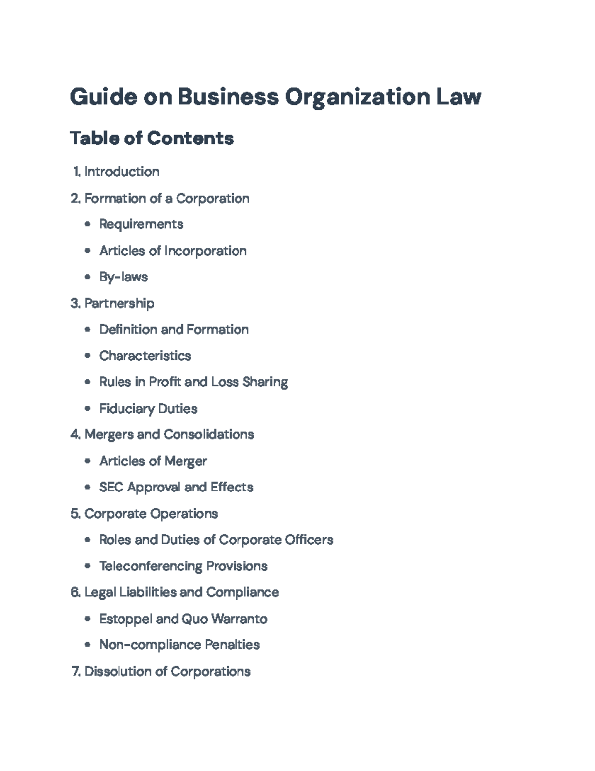Business Organization Law: Formation, Operations, and Compliance Guide ...