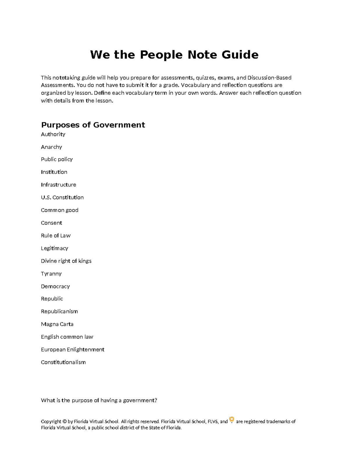 We the People Note Guide: Key Concepts and Reflections - Studocu