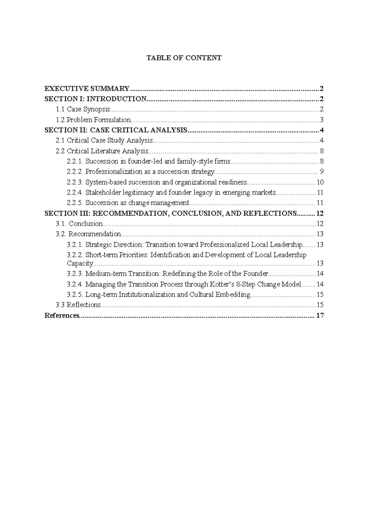 Final Project Report: Succession Planning for KCC (IPM 101) - Studocu