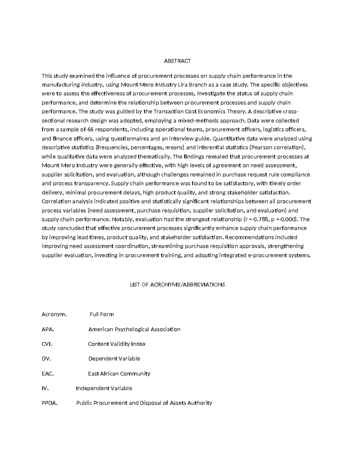 Procurement Processes & Supply Chain Performance: A Case Study - Studocu