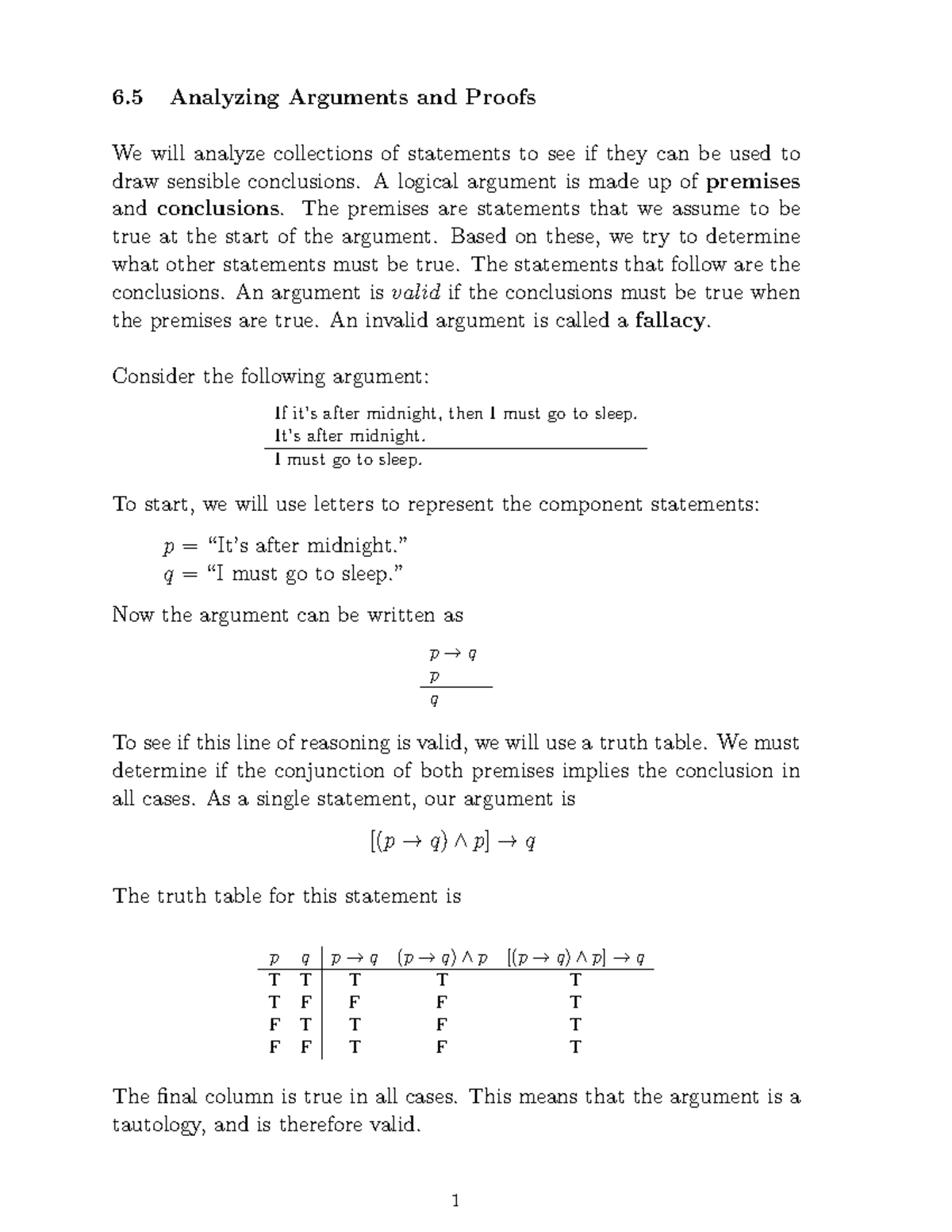 6.5 Analyzing Logical Arguments and Their Validity - Studocu