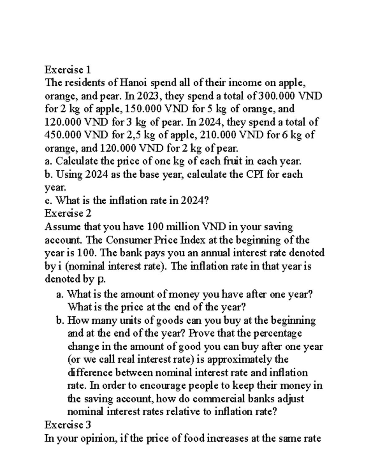 Quiz 5Mar - Inflation and Consumer Price Index Analysis - Studocu