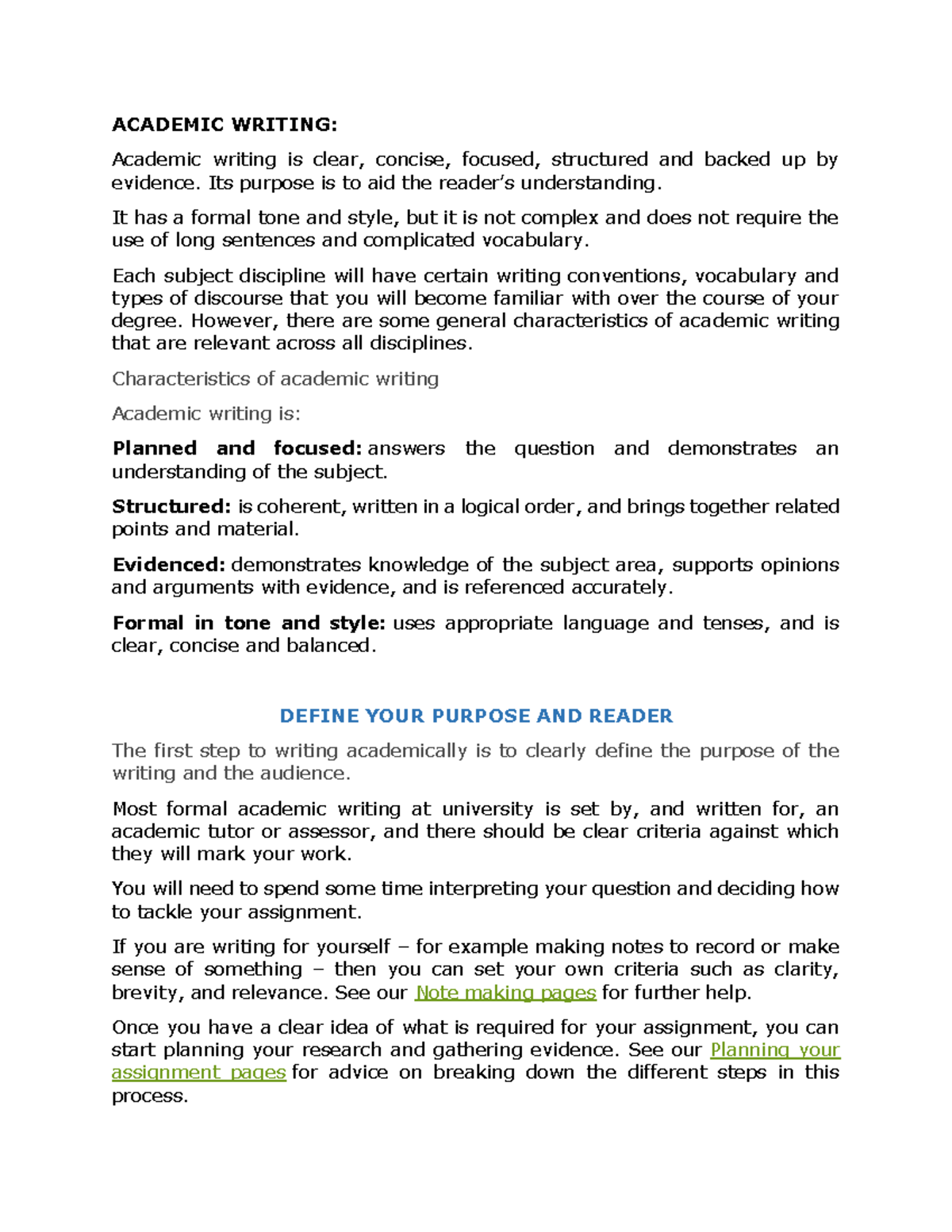 Academic Writing Guidelines: Clarity, Structure, and Evidence - Studocu