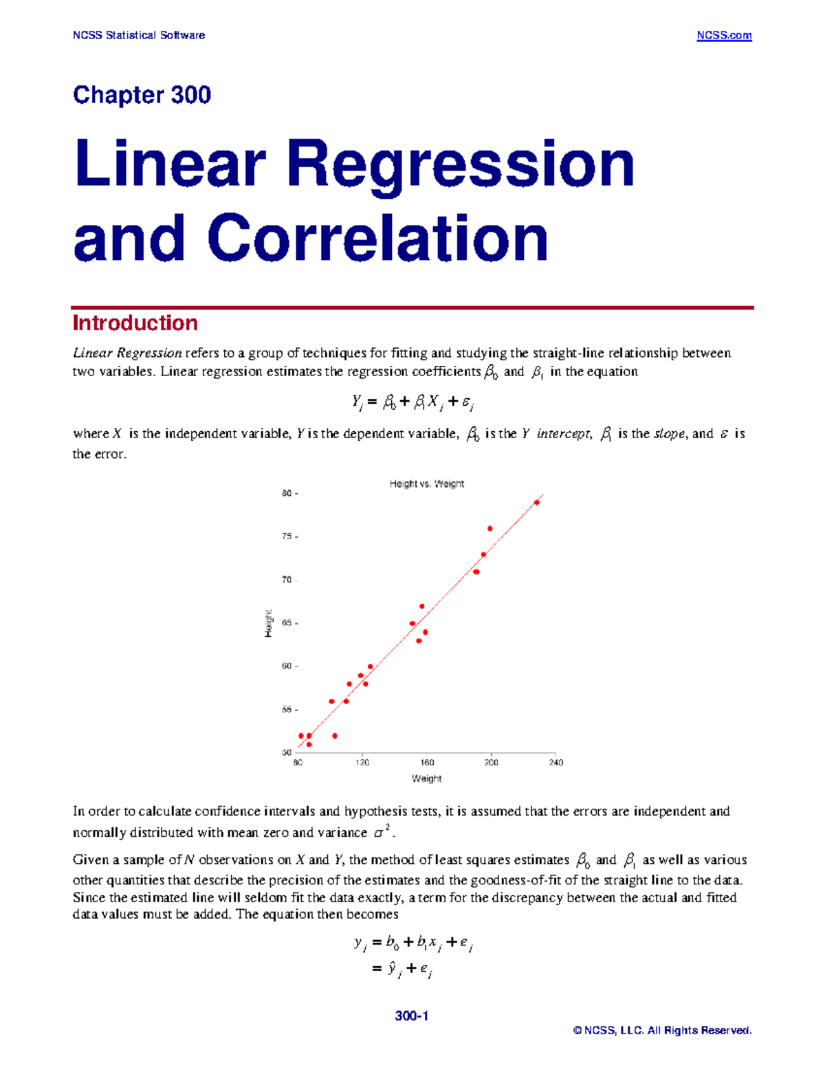 Linear Regression and Correlation - 300 - Chapter 300 Linear Regression ...