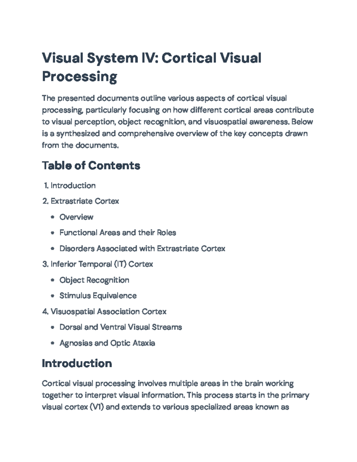 Cortical Visual Processing: Exam Insights on Areas and Disorders ...