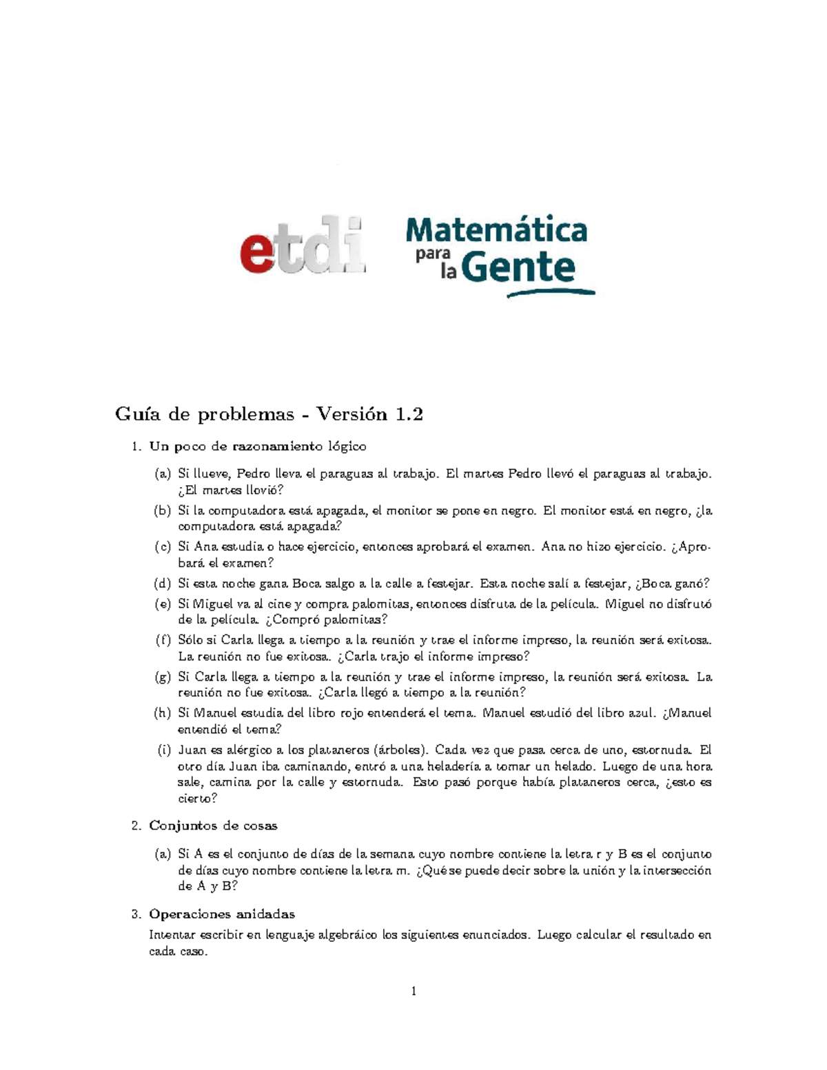 MPLG Guía de Problemas v1 - Gu ́ıa de problemas - Versi ́on 1. Un poco ...