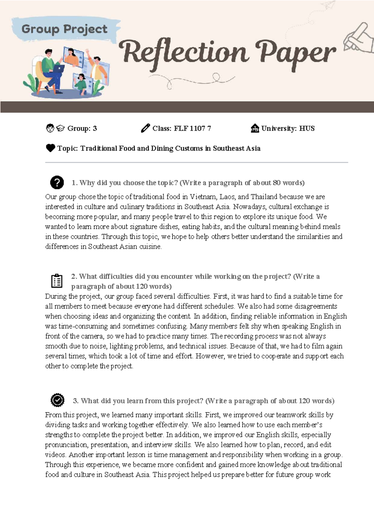Group 3 FLF 1107: Reflection on Traditional Food Project in SE Asia ...