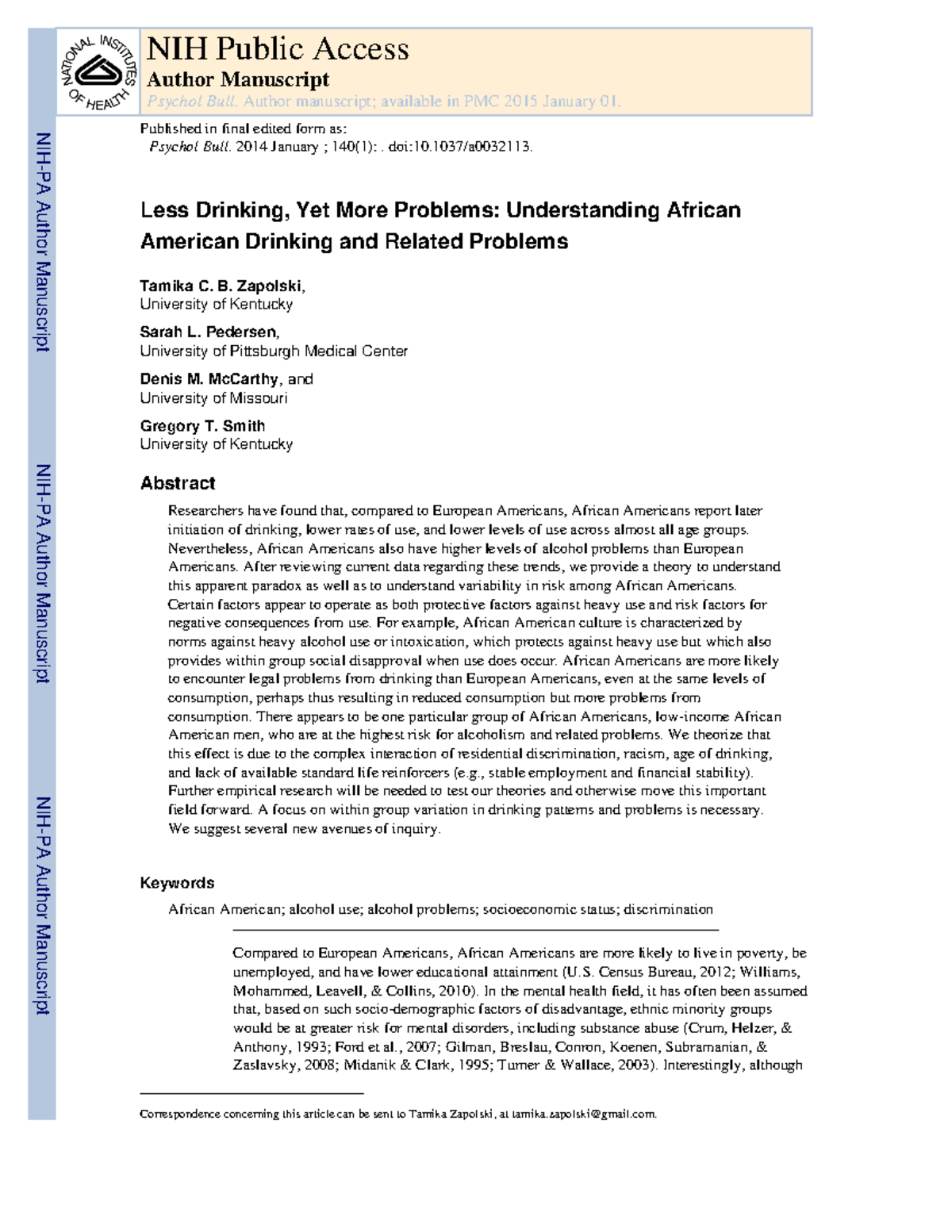 Less Drinking Yet More Problems: Alcohol Use Among African Americans ...
