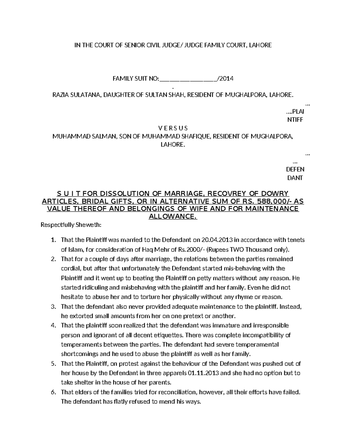 Suit Dissolution of Marriage 11102024 012405 pm - IN THE COURT OF ...