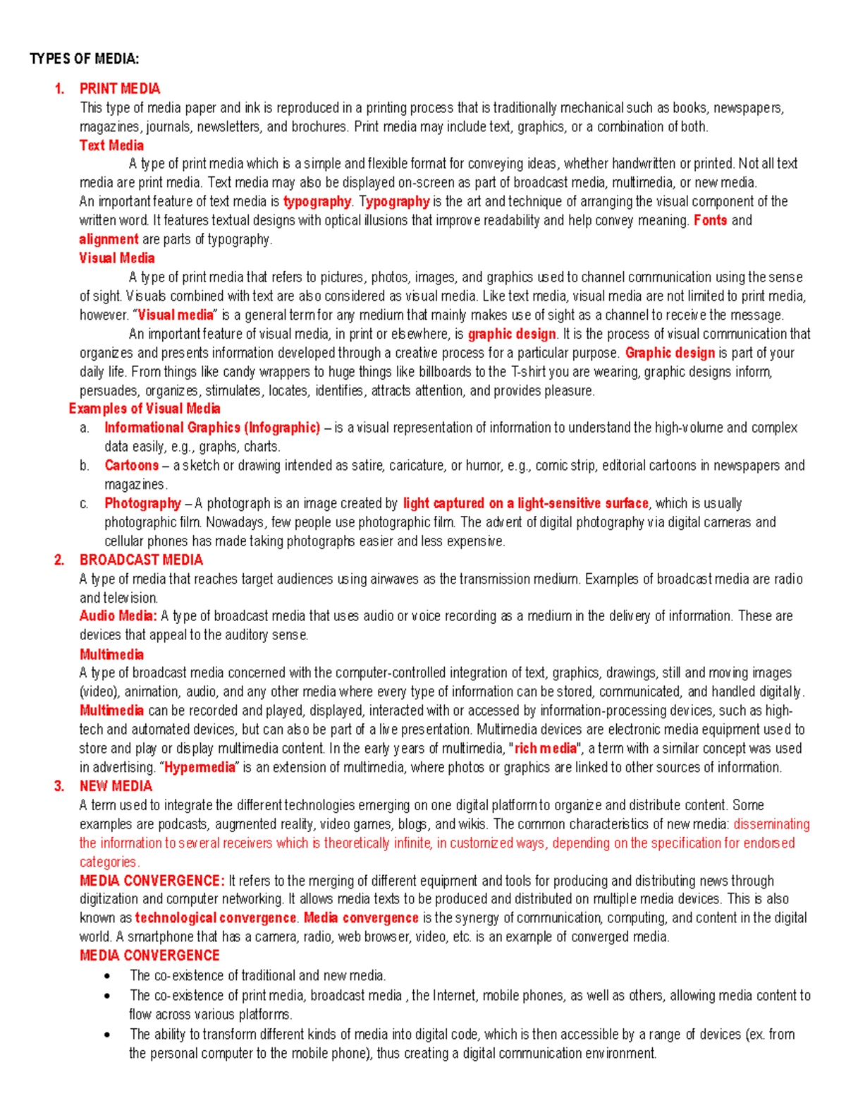 Types-of-media - chur - TYPES OF MEDIA: 1. PRINT MEDIA This type of ...