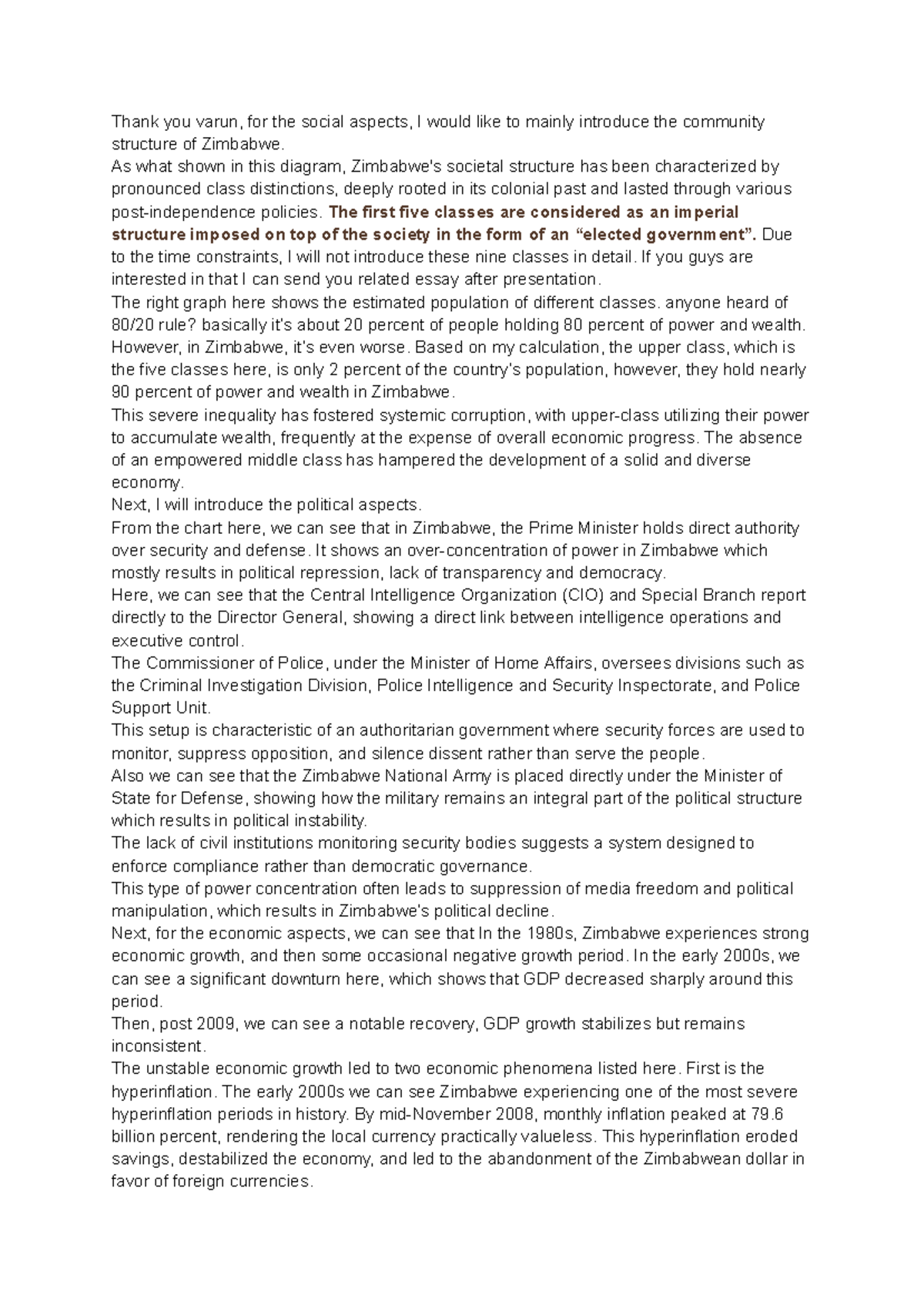 SOC 101: Community Structure & Political Aspects of Zimbabwe - Studocu