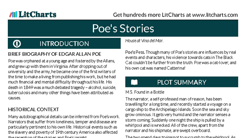 Edgar Allan Poe's Stories: A Comprehensive LitChart Analysis (ENG 101 ...