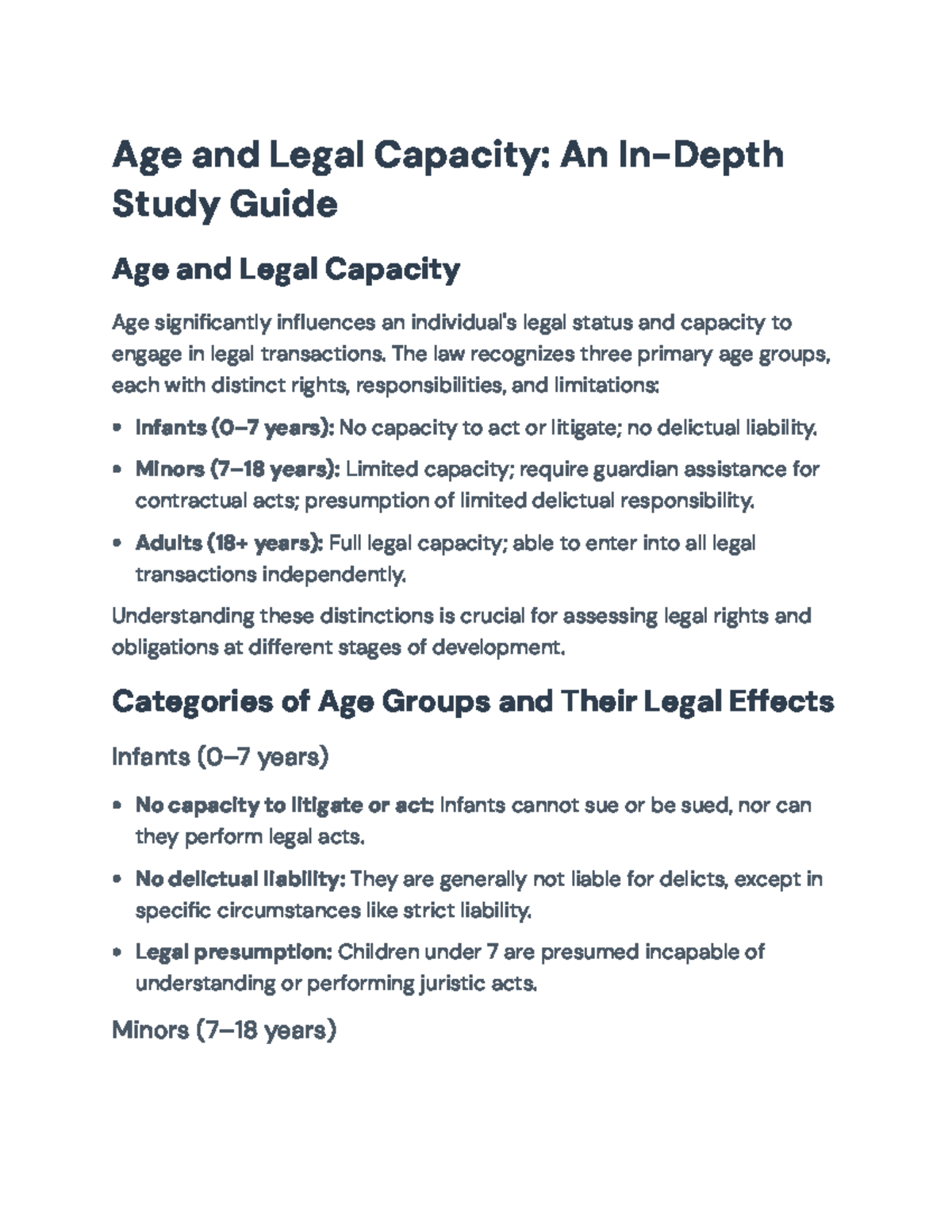 Age and Legal Capacity: A Study Guide on Minors and Contracts (LAW 101 ...