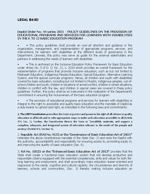 Timeline FOR Special AND Inclusive Education IN THE Philippines - TIMELINE FOR SPECIAL & - Studocu