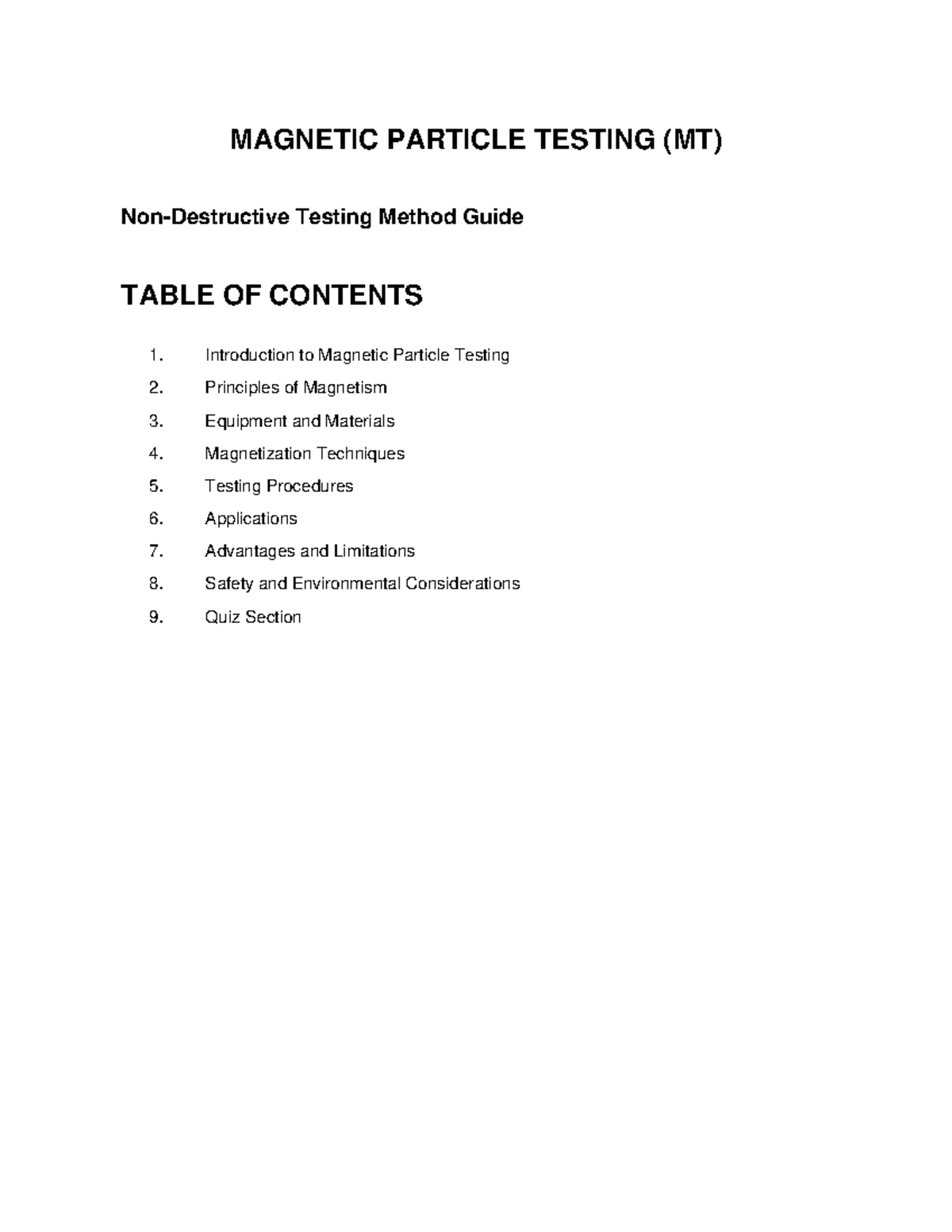 MT Magnetic Particle Testing: Comprehensive Method Guide and Quiz - Studocu