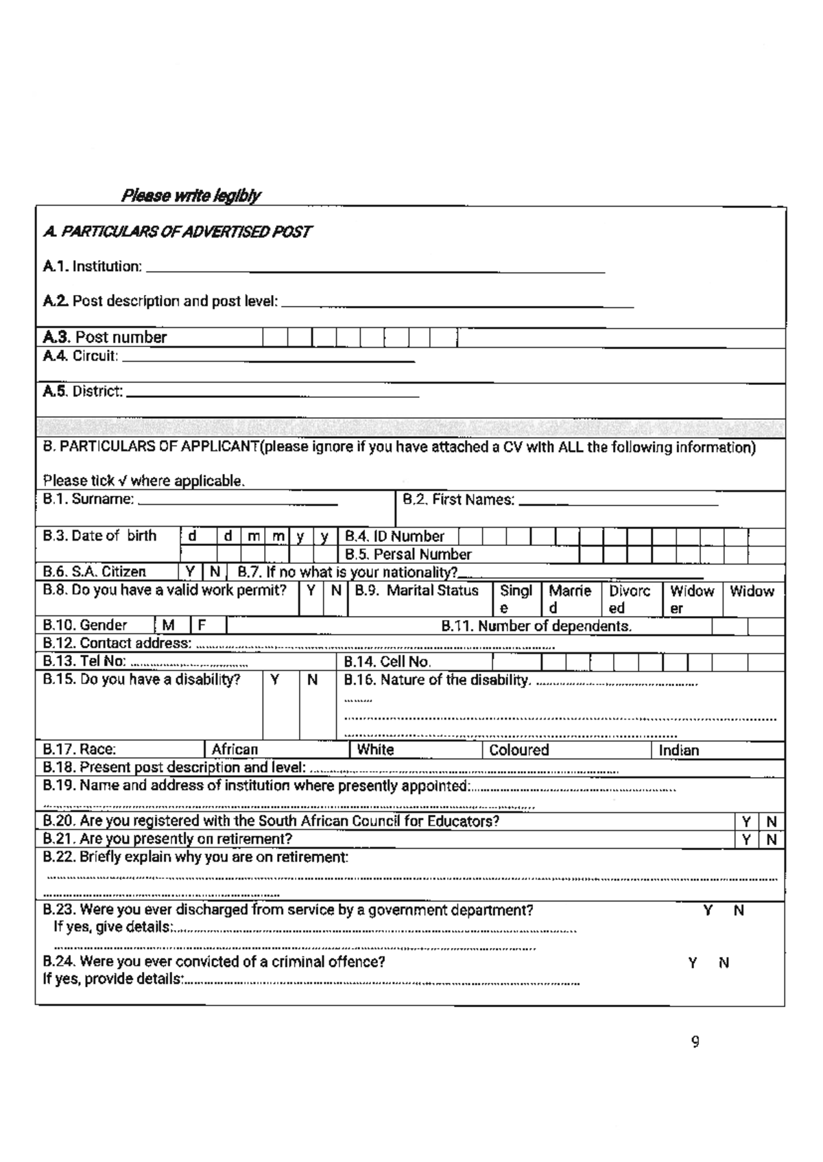 LPDE-1- Application Form for Advertised Post Details - Studocu