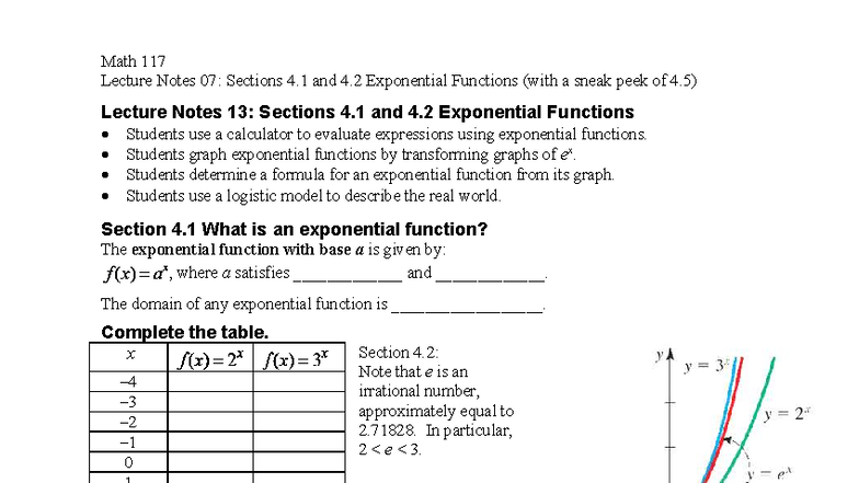 Math 117 Lecture Notes 07: Exponential Functions & Transformations ...