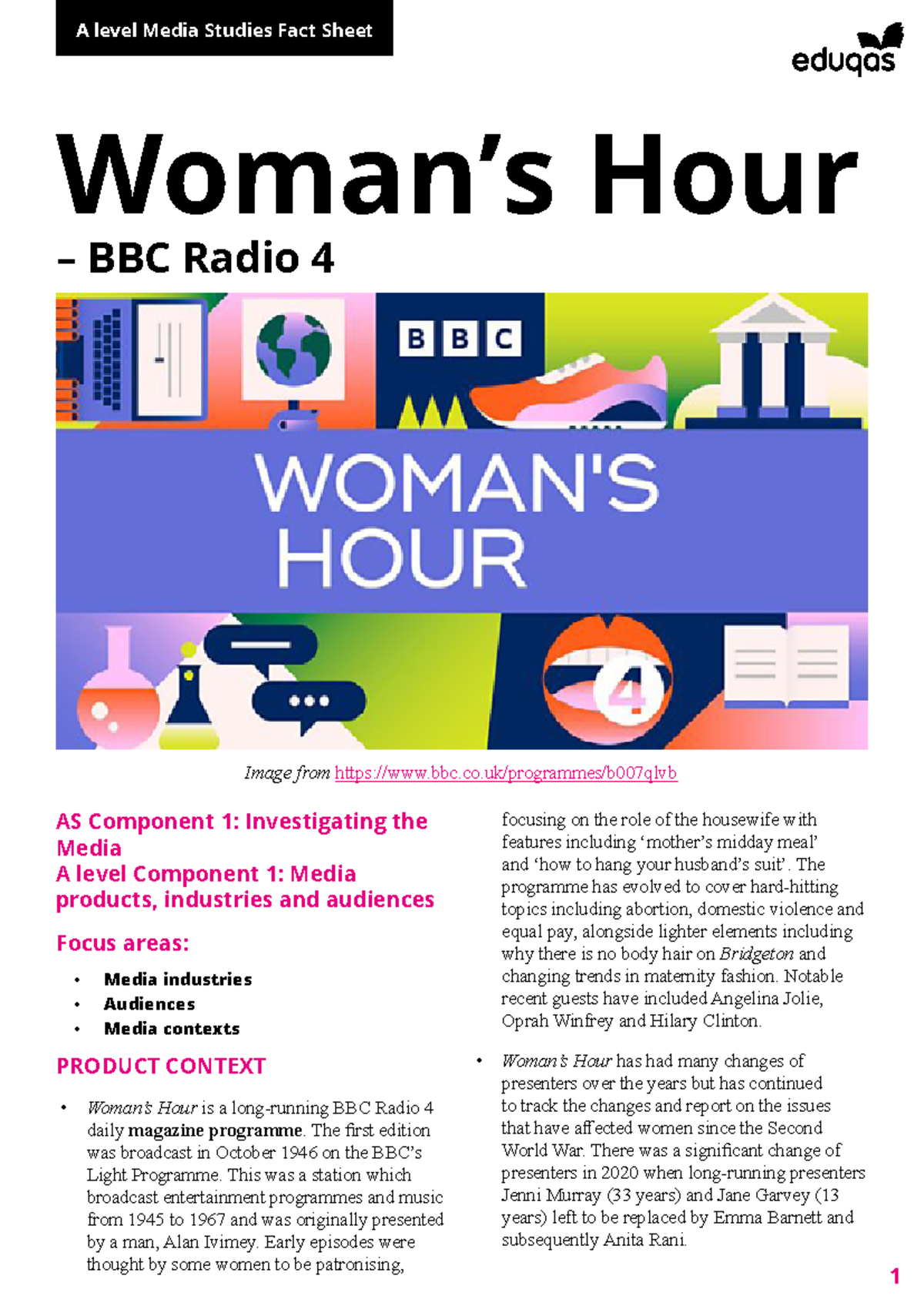 A Level Media: Understanding Woman's Hour on BBC Radio 4 - Studocu