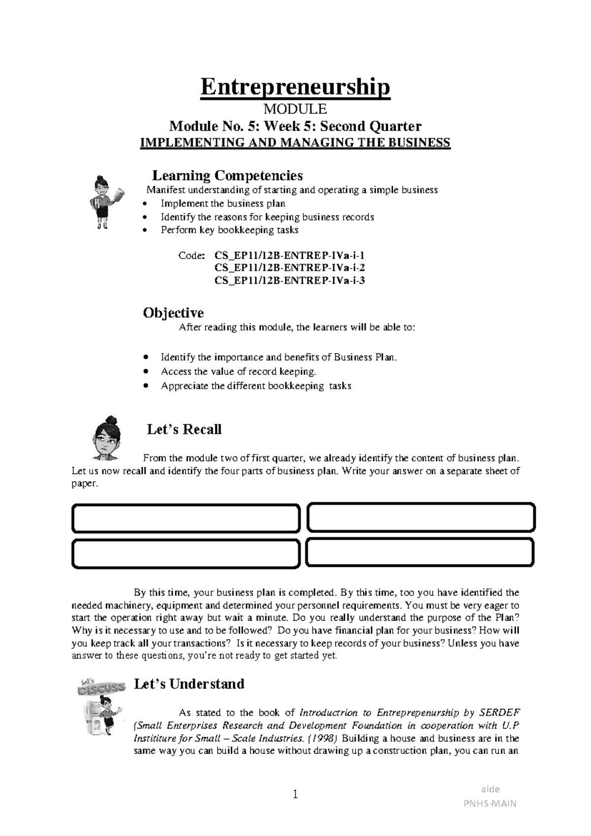Entrepreneurship Grade-12 QTR2 Module 5 WEEK-5 - 1 alde ...