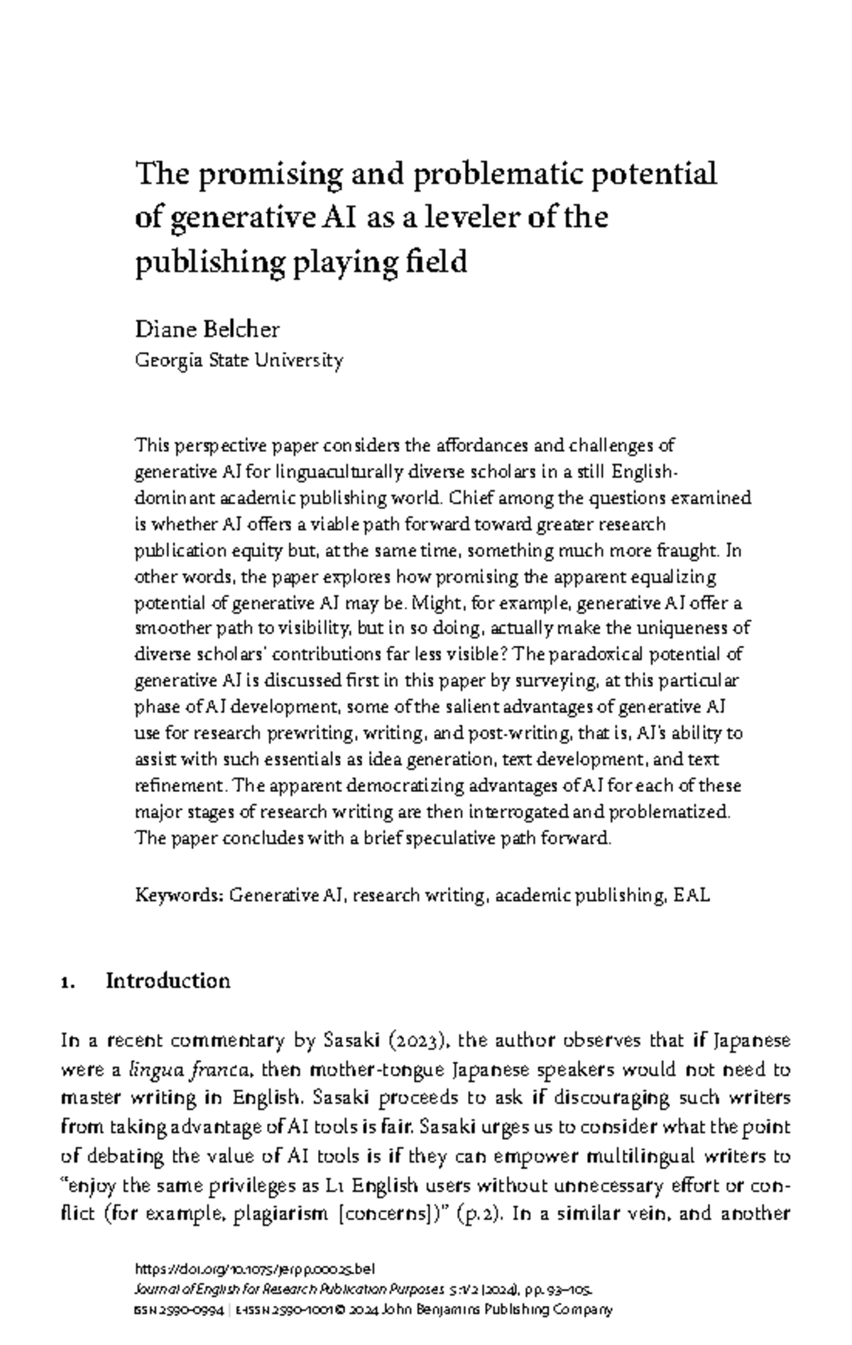 EAL 2024: The Paradox of Generative AI in Academic Publishing - Studocu